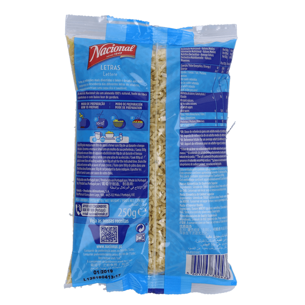 Massa Letras NACIONAL 250g | Compre no 360hyper | 360hyper - O Seu ...
