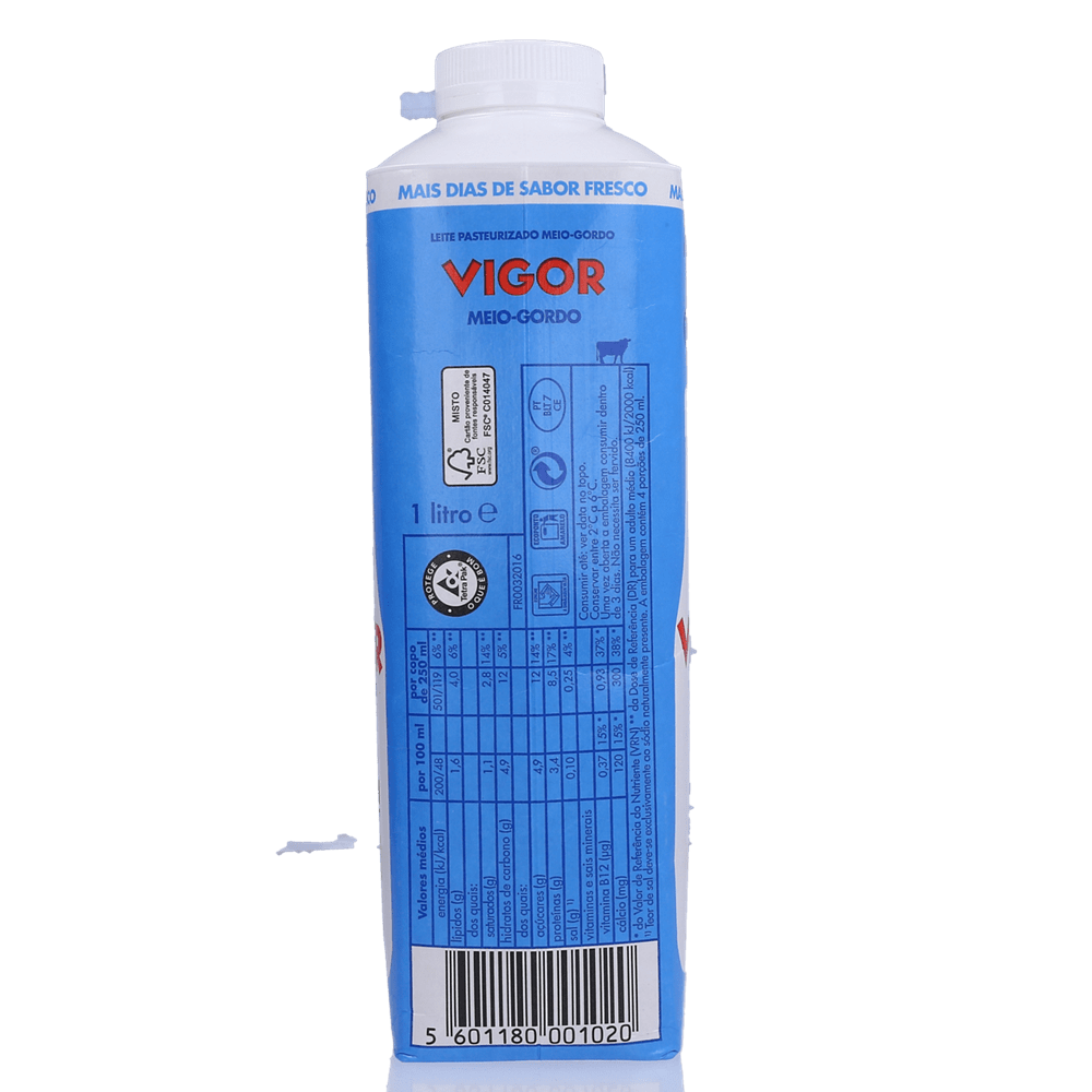 Leite Pasteurizado Meio Gordo VIGOR 1L | Compre no 360hyper | 360hyper ...
